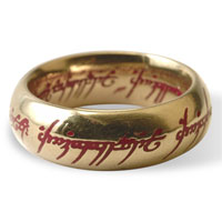 Goldplated One Ring (red inscription) in satchell